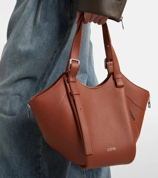 Loewe Hammock Flip Leather Tote Bag - Brown
