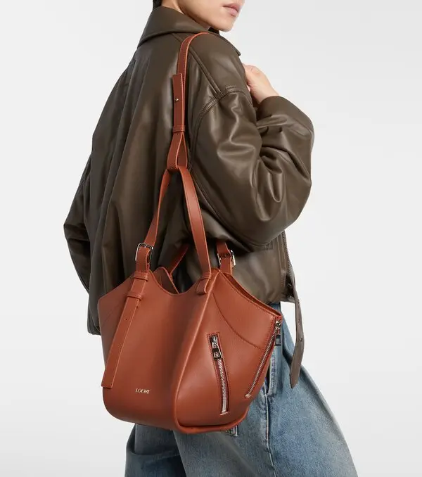Loewe Hammock Flip Leather Tote Bag - Brown