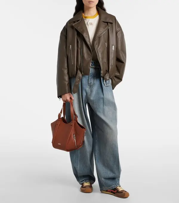 Loewe Hammock Flip Leather Tote Bag - Brown