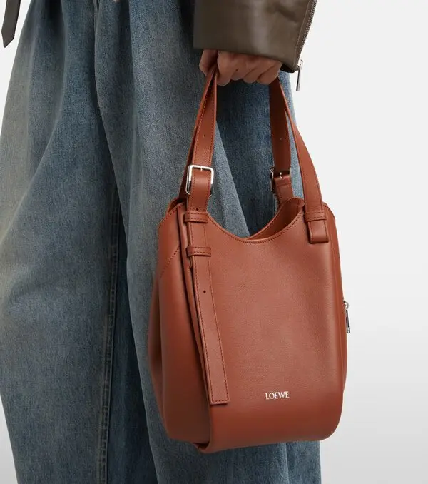 Loewe Hammock Flip Leather Tote Bag - Brown