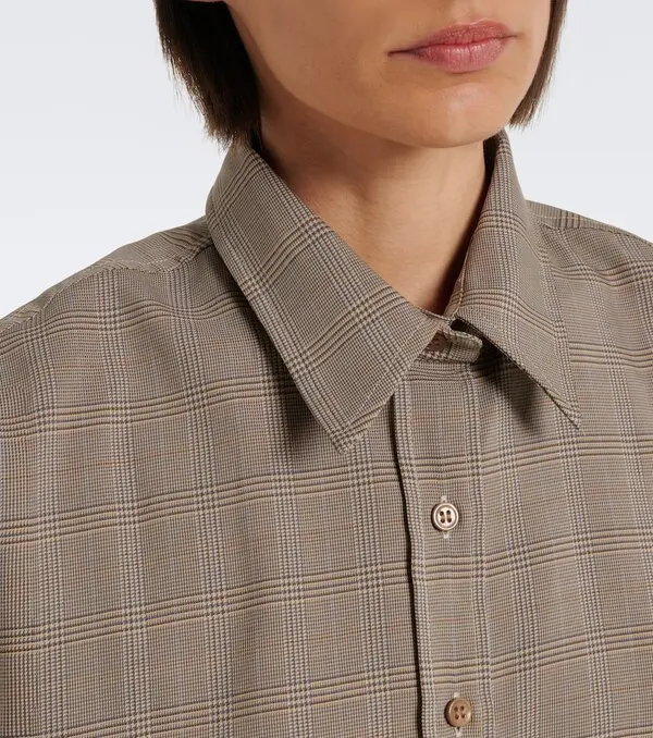 THE FRANKIE SHOP Arlen Plaid Wool-blend Shirt - Beige