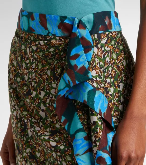 Dries Van Noten Printed Ruffled Midi Skirt - Multicoloured