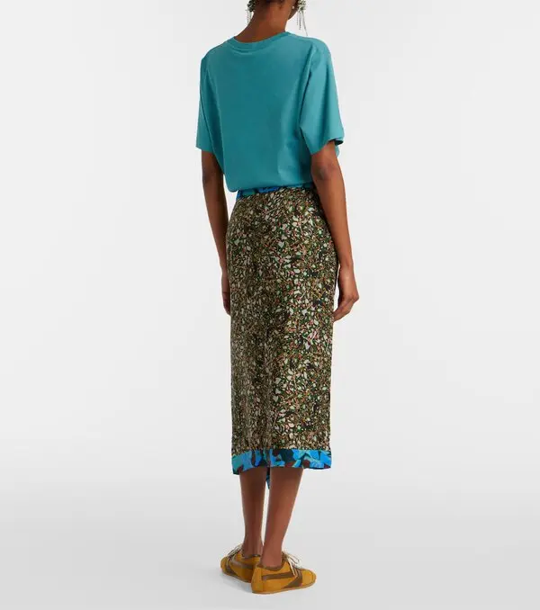 Dries Van Noten Printed Ruffled Midi Skirt - Multicoloured