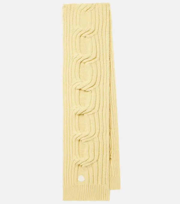 Moncler Cable-knit Wool And Cashmere Scarf - Yellow