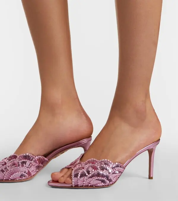 AQUAZZURA Ce Soir" Sequined Mules