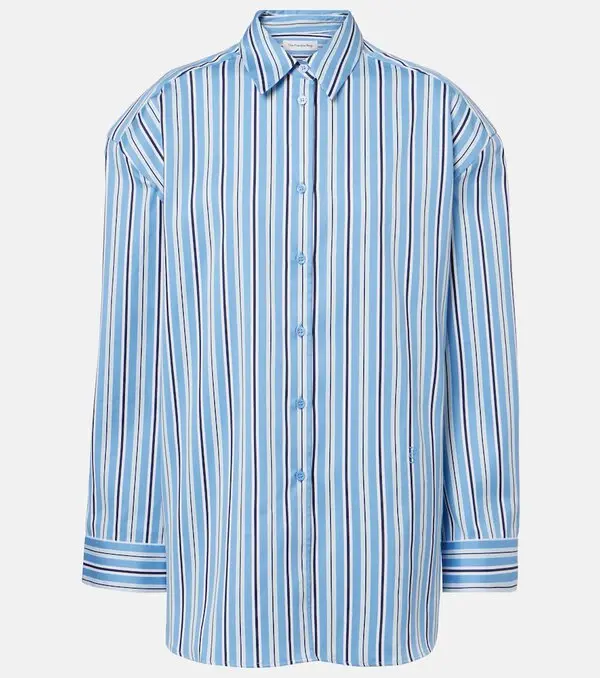 THE FRANKIE SHOP Oana Striped Cotton-blend Shirt - Blue