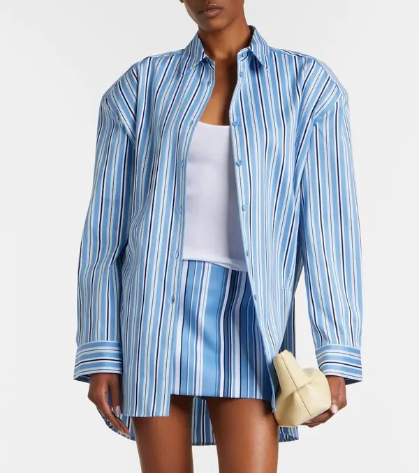 THE FRANKIE SHOP Oana Striped Cotton-blend Shirt - Blue