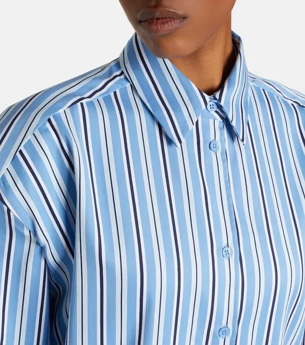 THE FRANKIE SHOP Oana Striped Cotton-blend Shirt - Blue