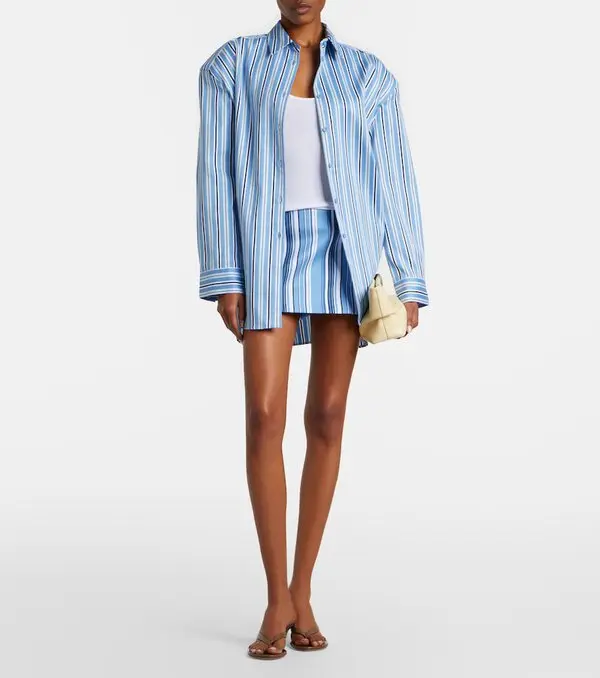 THE FRANKIE SHOP Oana Striped Cotton-blend Shirt - Blue