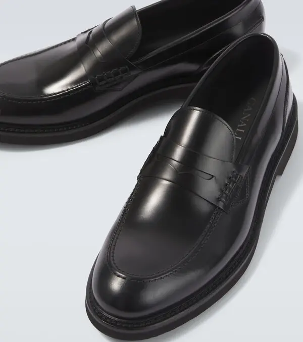 Canali Leather Penny Loafers