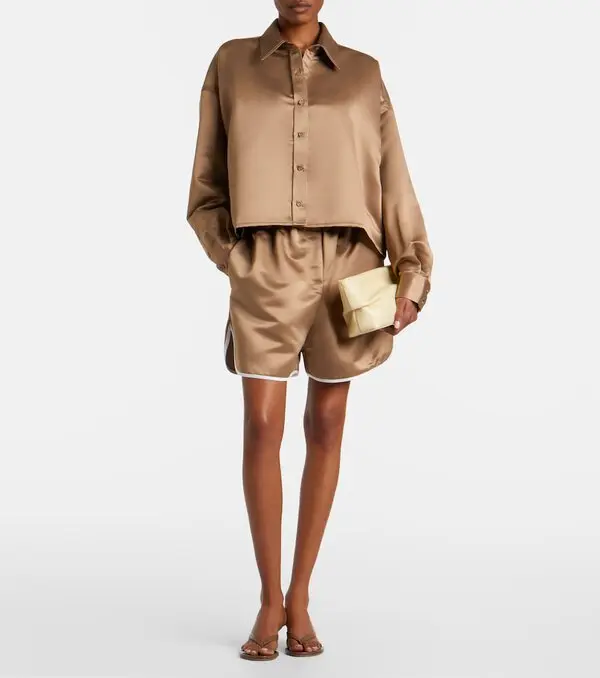 THE FRANKIE SHOP Adia Satin Shorts - Beige