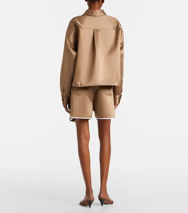 THE FRANKIE SHOP Adia Satin Shorts - Beige