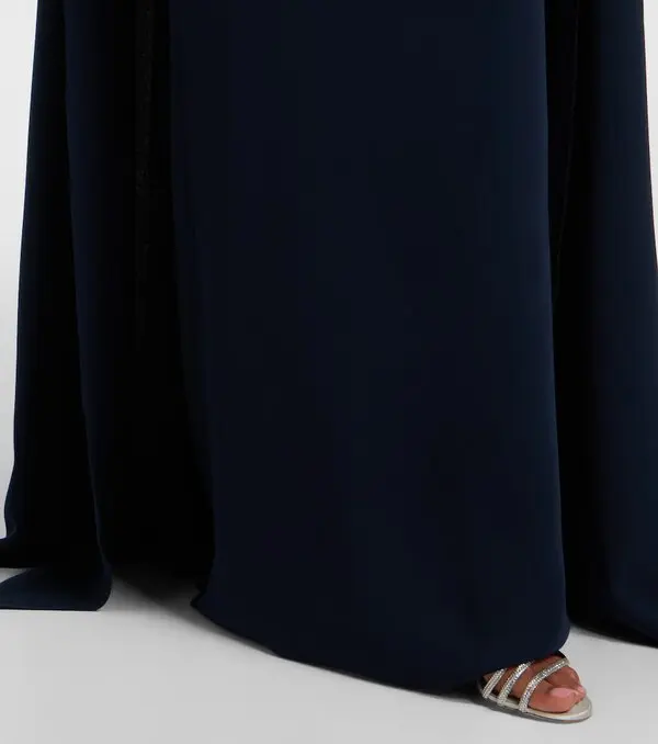 Oscar De La Renta Embellished Cape Silk-blend Gown