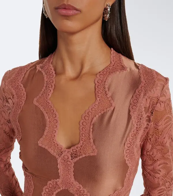 Rabanne Lace And Satin Maxi Dress - Pink