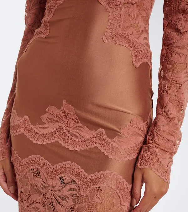 Rabanne Lace And Satin Maxi Dress - Pink