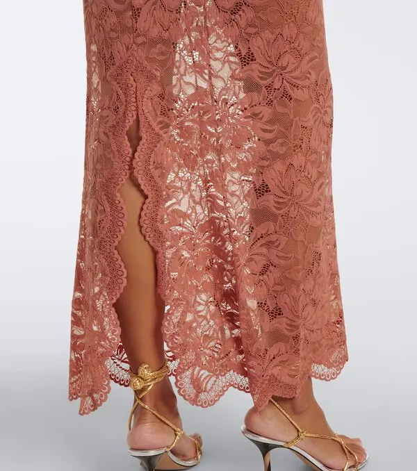 Rabanne Lace And Satin Maxi Dress - Pink