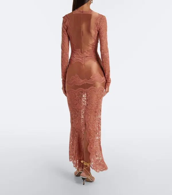 Rabanne Lace And Satin Maxi Dress - Pink