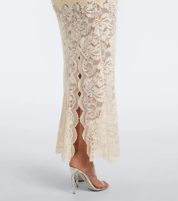 Rabanne Lace And Satin Maxi Dress - Yellow