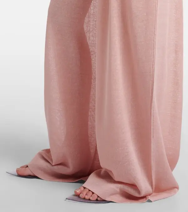 Alaïa Semi-sheer Linen And Silk Wide-leg Pants