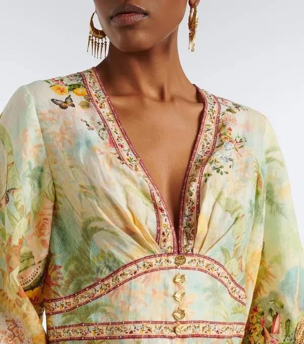 Camilla Printed Linen Maxi Dress
