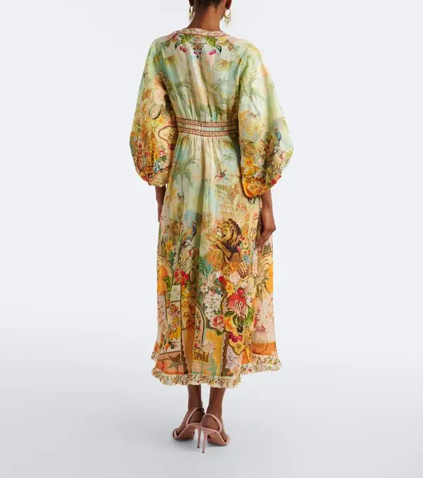 Camilla Printed Linen Maxi Dress