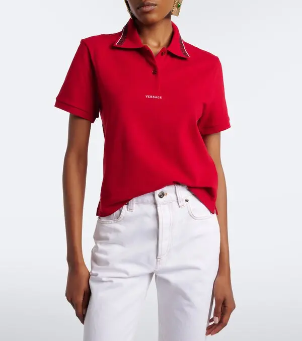 Versace Greca Cotton Piqué Polo Shirt