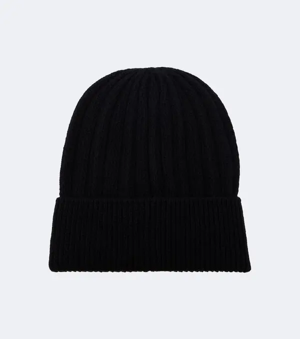 Moncler Ribbed Virgin Wool Beanie - Black
