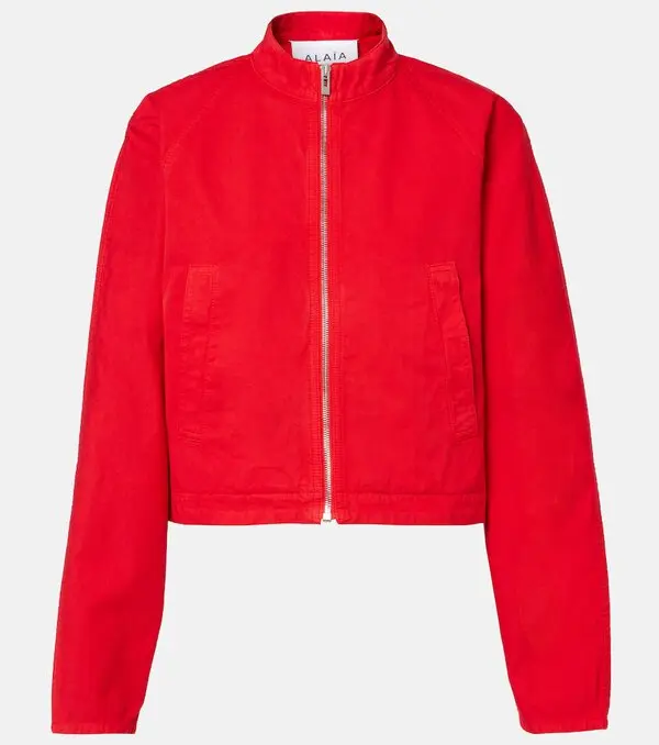 Alaïa Cotton Zip-up Jacket - Red