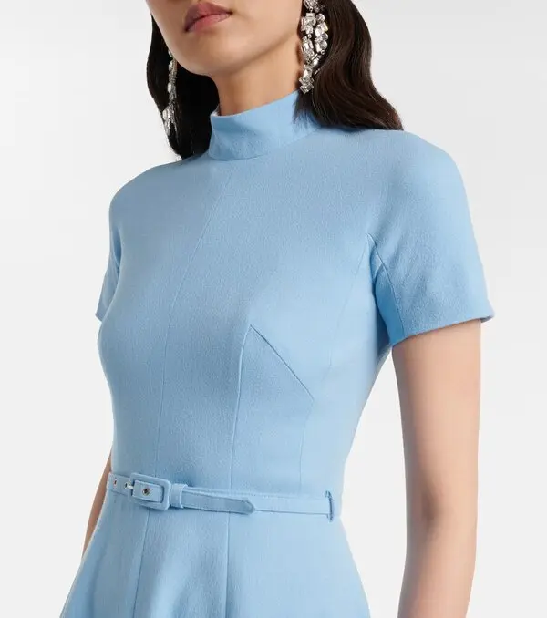 EMILIA WICKSTEAD Camilla Wool Crêpe Midi Dress - Blue