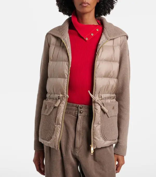 Moncler Down-paneled Wool And Cashmere Cardigan