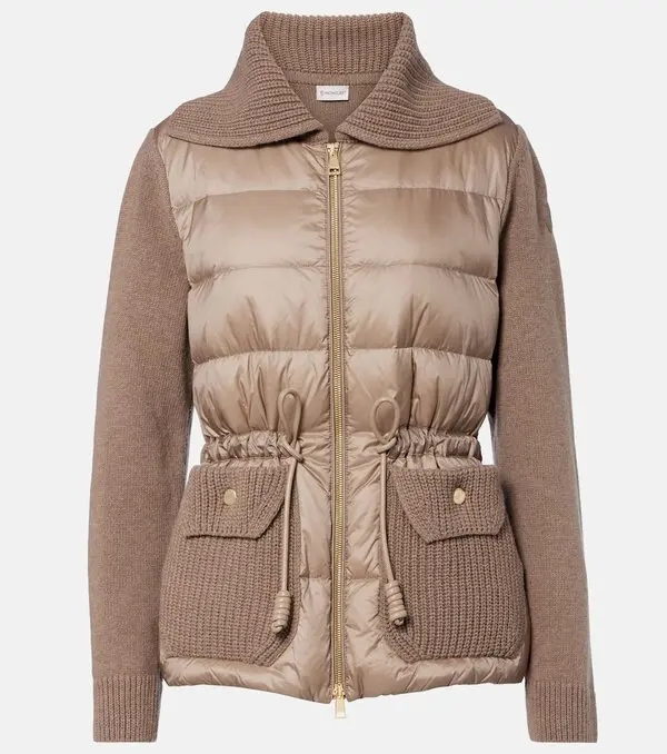 Moncler Down-paneled Wool And Cashmere Cardigan - Beige