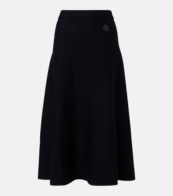 Moncler Wool-blend Midi Skirt - Blue