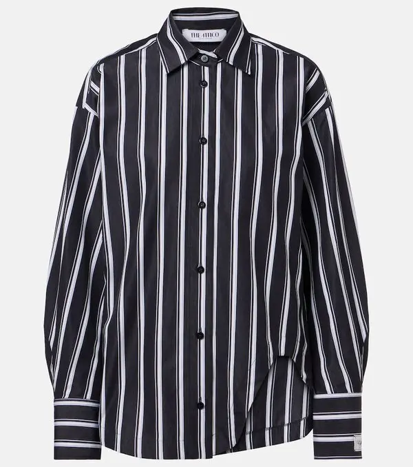 Attico Striped Cotton Poplin Shirt - Black