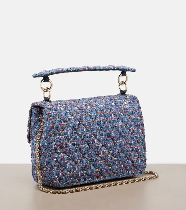 Valentino Garavani Rockstud Spike Medium Tweed Top-handle Bag