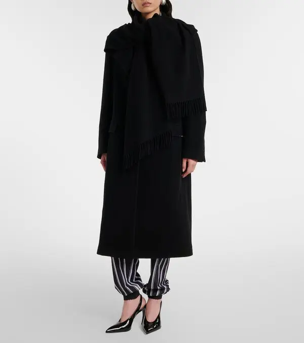 Attico Scarf Detail Wool And Cashmere Coat