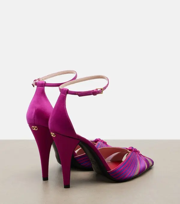 Valentino Garavani Satin Pumps With Leather Trim
