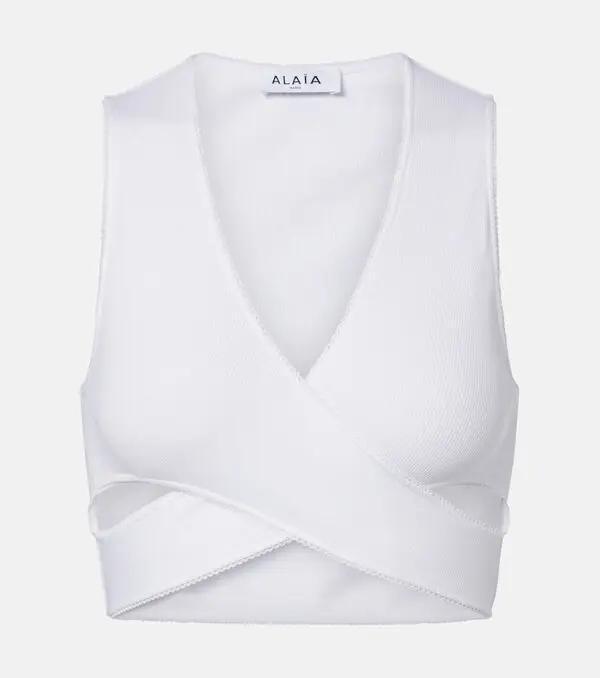 Alaïa Ribbed-knit Jersey Crop Top - White