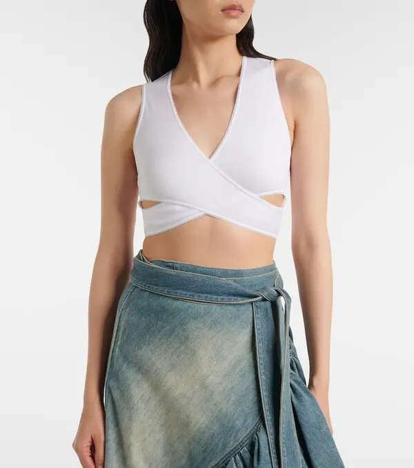Alaïa Ribbed-knit Jersey Crop Top - White