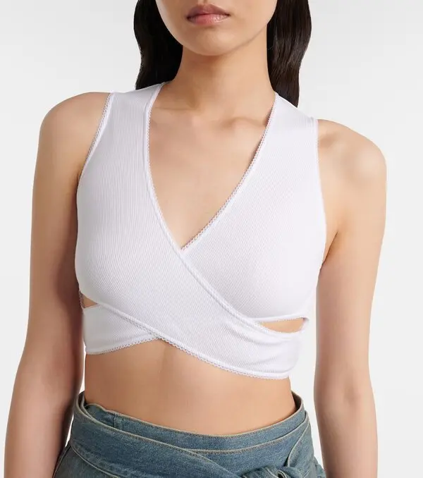 Alaïa Ribbed-knit Jersey Crop Top - White