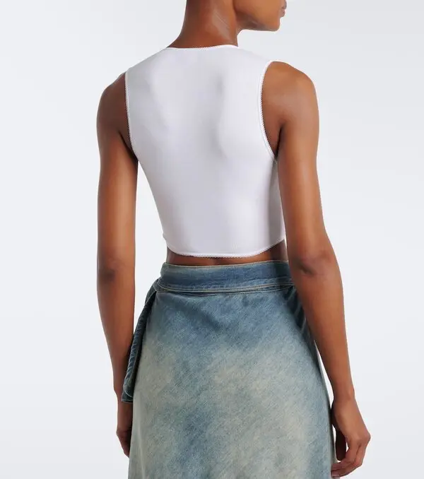 Alaïa Ribbed-knit Jersey Crop Top - White