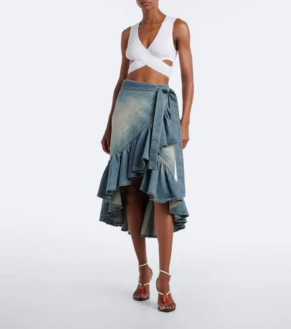 Alaïa Ribbed-knit Jersey Crop Top - White