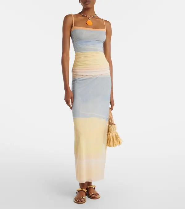 SIR. Printed Mesh Maxi Skirt