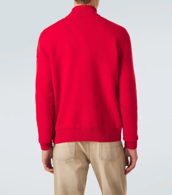 Moncler Wool And Cashmere Half-zip Sweater - Red