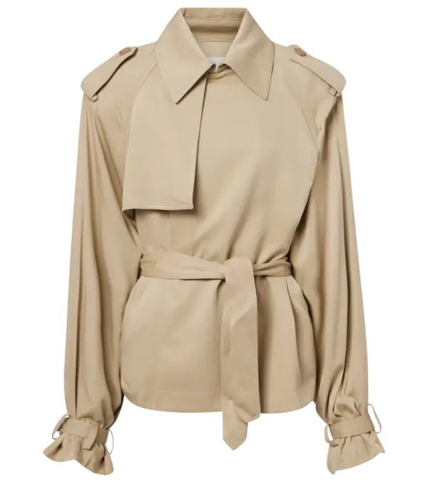 THE FRANKIE SHOP Elva Twill Trench Coat - Beige