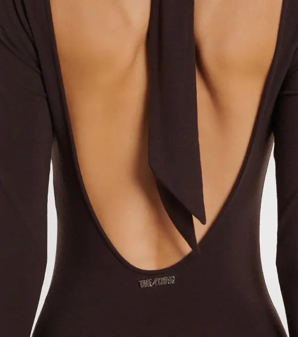 Attico Draped Open-back Jersey Midi Dress