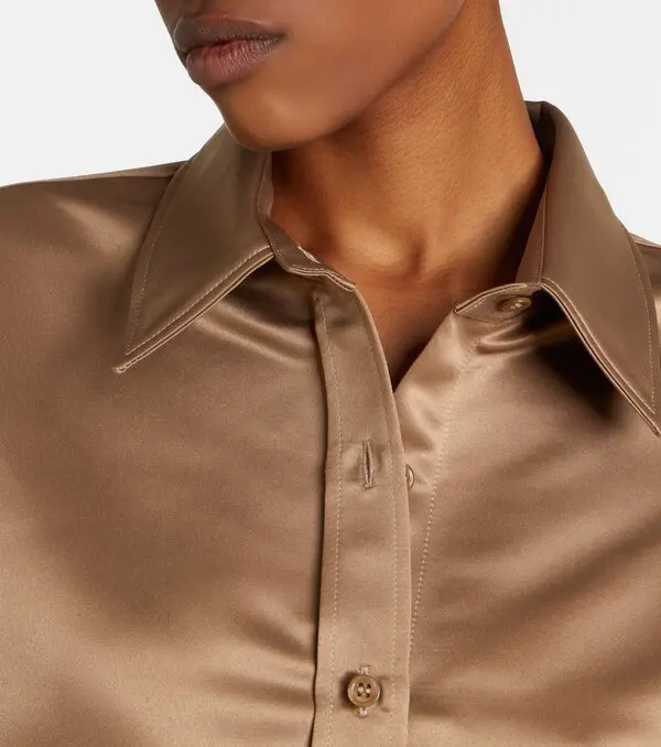 THE FRANKIE SHOP Arlen Satin Shirt - Beige
