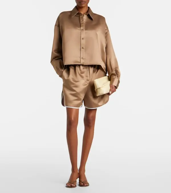 THE FRANKIE SHOP Arlen Satin Shirt - Beige
