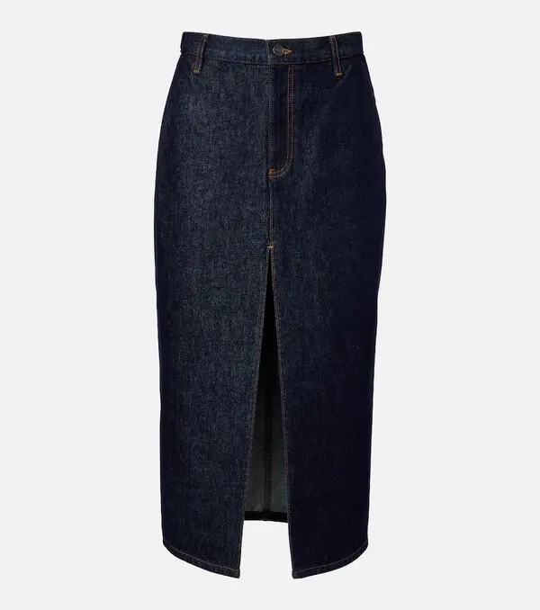 Khaite Anden Denim Midi Skirt - Blue