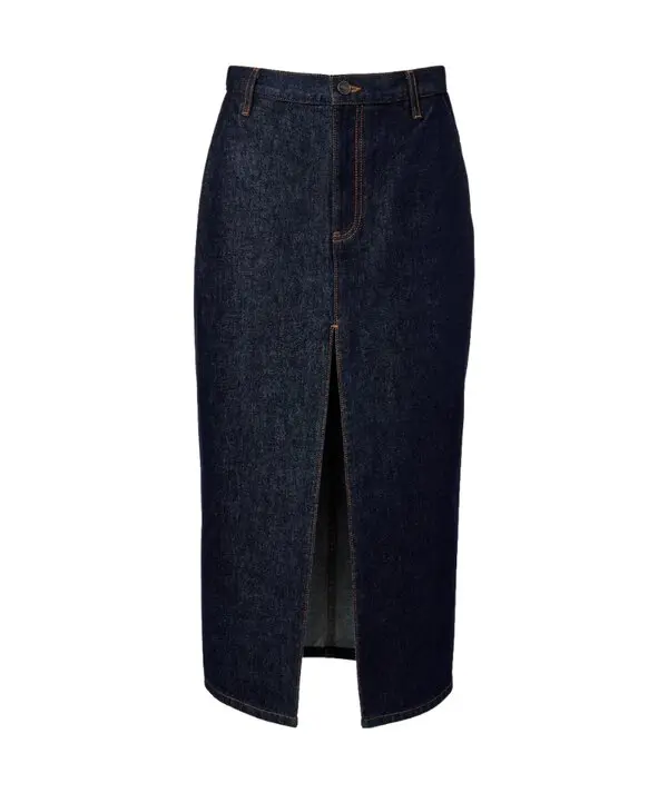 Khaite Denim Midi Skirt With Slit - Blue