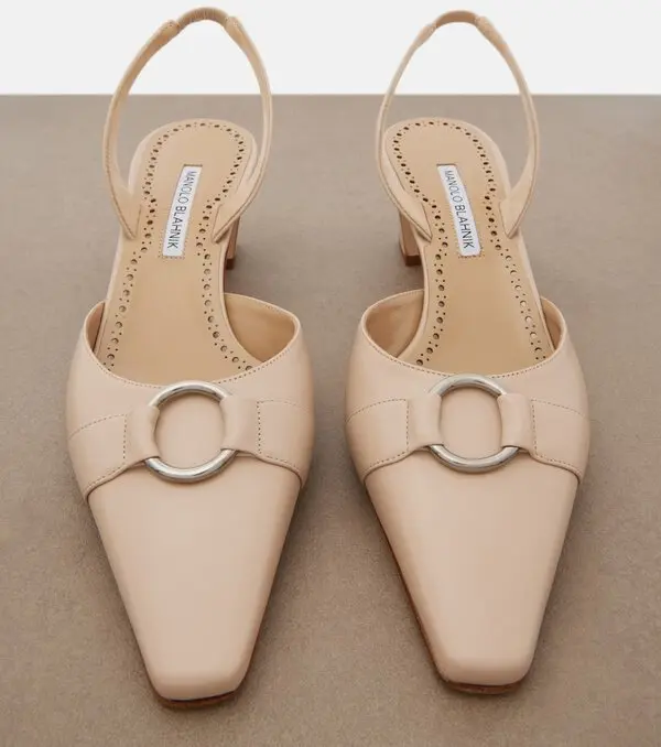 Manolo Blahnik Trixa Leather Slingback Pumps